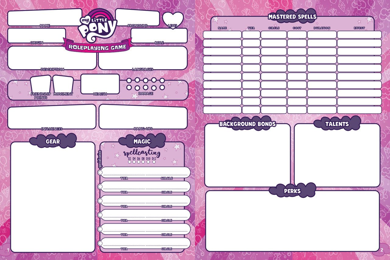 My Little Pony RPG Expanded Character Sheet Journal | Meeples & Dragons