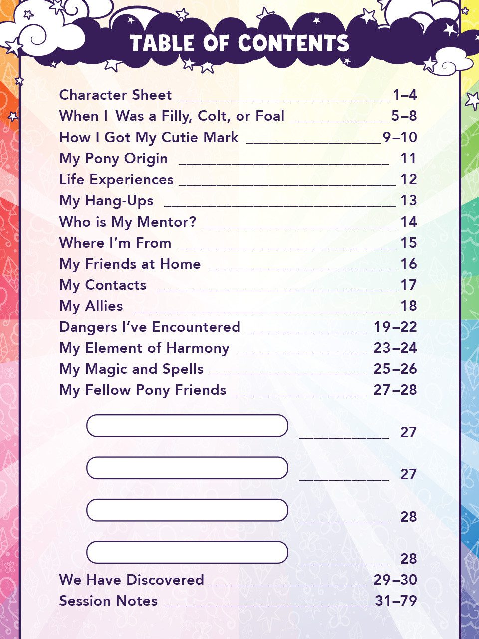 My Little Pony RPG Expanded Character Sheet Journal | Meeples & Dragons